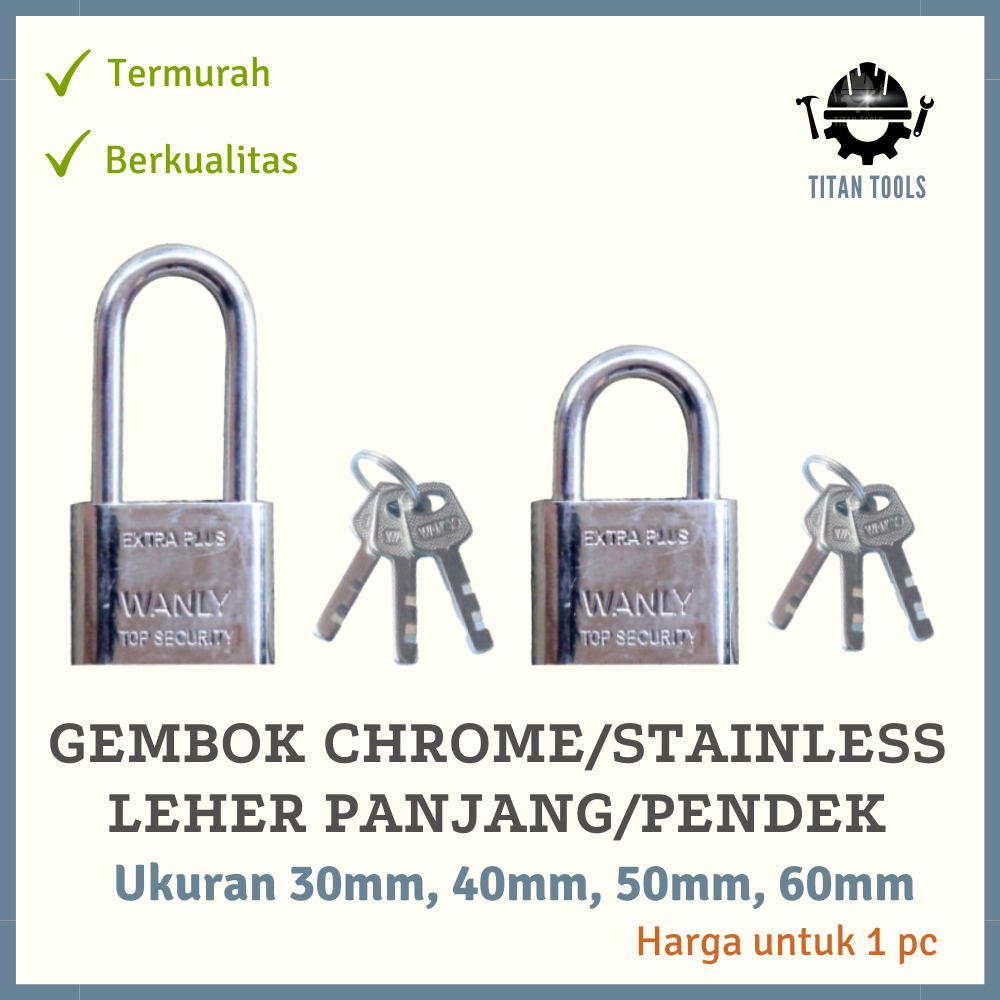 Jual Gembok Stainless Leher Pendek Leher Panjang / Gembok Chrome ...