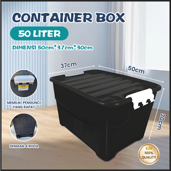 Jual Container Box Hitam 50L/ Kotak penyimpanan besar / kontener box ...