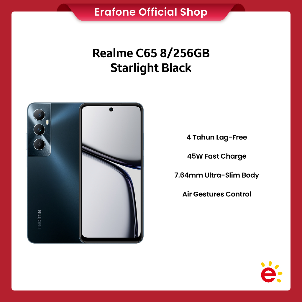 Jual realme C65 8/256GB - Starlight Black | Shopee Indonesia