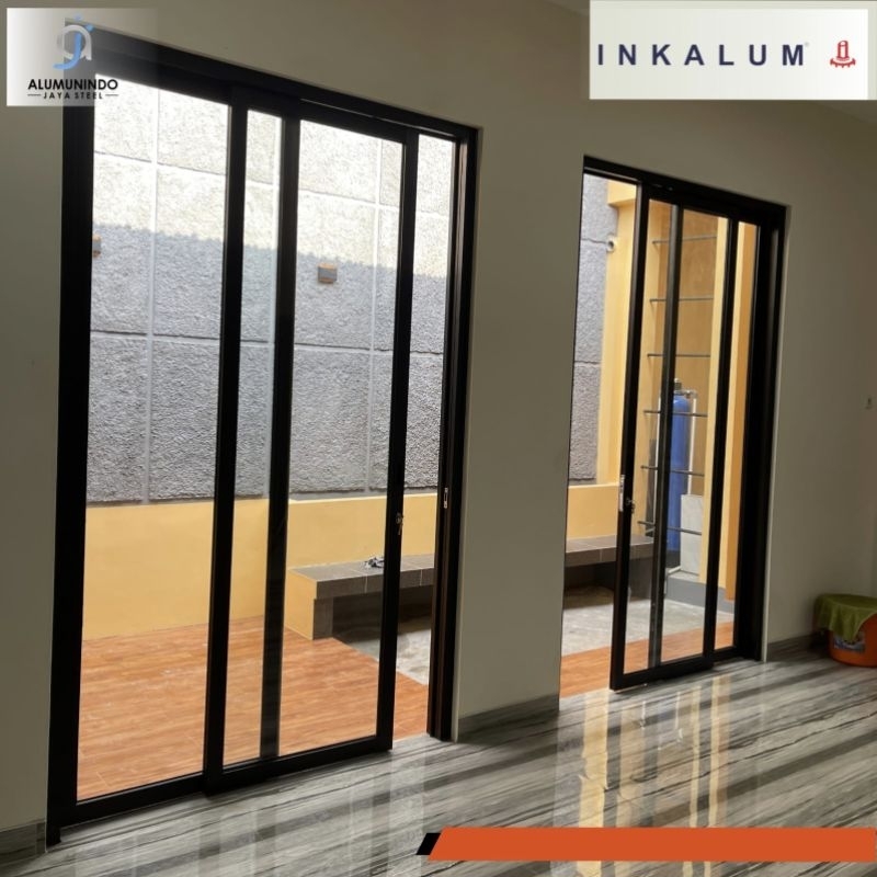 Jual Pintu Sliding Swing 2 Daun UK 155 x 244 cm Hitam Inkalum | Shopee ...