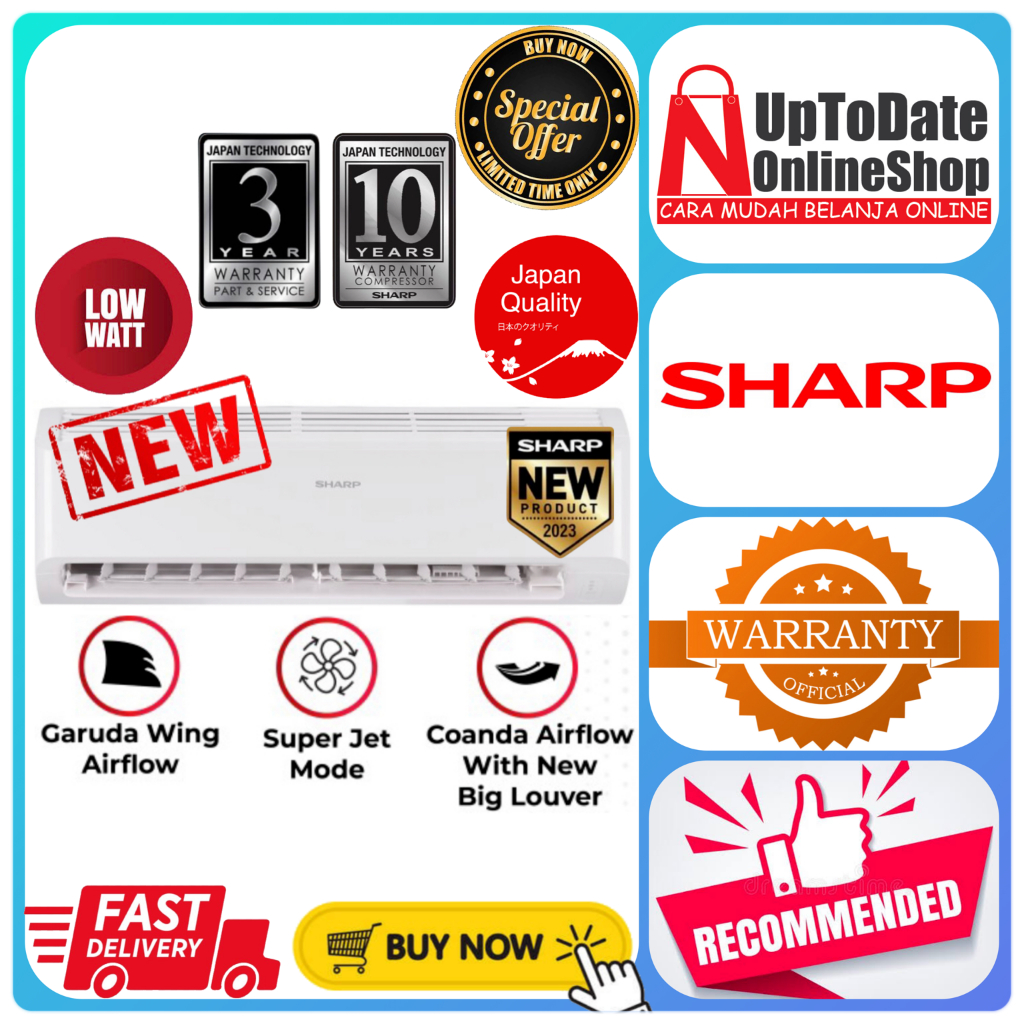 Jual AC SHARP STANDARD 1/2 PK AH-A5BEY A5BBY A5ZCY ZEY FAST COOLING SUPER LOW WATT GARANSI RESMI ...