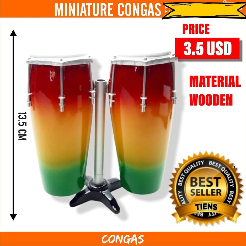 Jual miniatur alat musik perkusi CONGA miniatur instrumen double CONGA ...