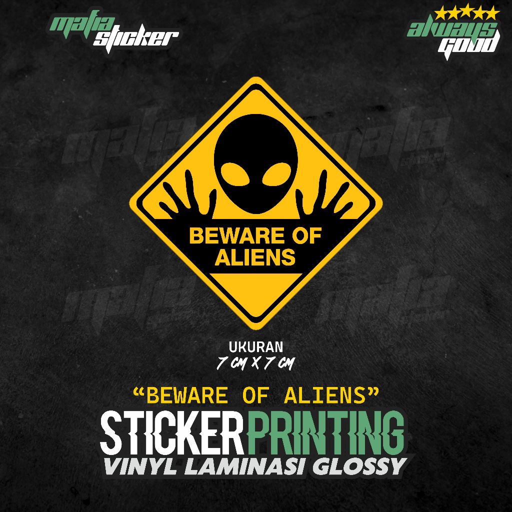 Jual STICKER/STIKER PRINT BEWARE OF ALIENS | Shopee Indonesia