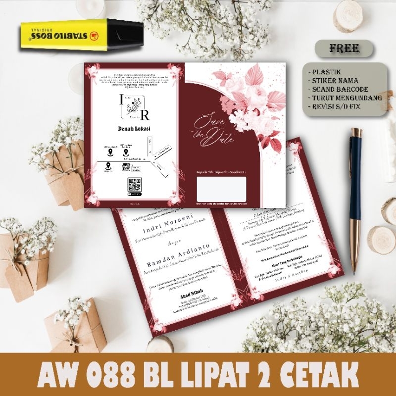 Jual AW 088 BL Maroon, Undangan Pernikahan, Khitanan, Ngunduh Mantu ...
