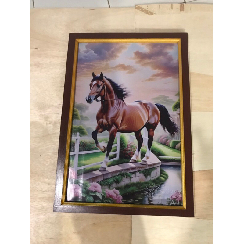 Jual hiasan dinding gambar kuda coklat plus bingkai | Shopee Indonesia