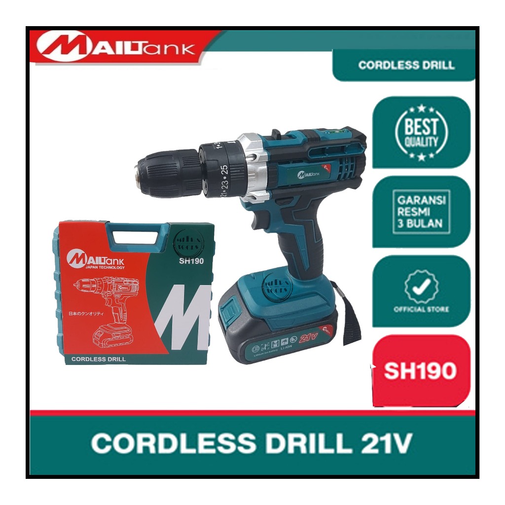 Jual MAILTANK SH190 Mesin Bor Cordless Drill 21V 10 mm / Mesin Bor Beton Wireless Set Mailtank ...