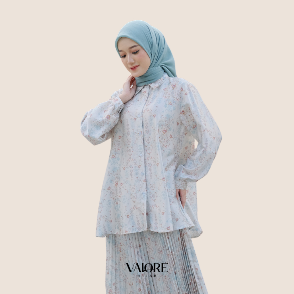 Jual Valore Hijab - One Set Plisket Lady Sky Sage | Shopee Indonesia