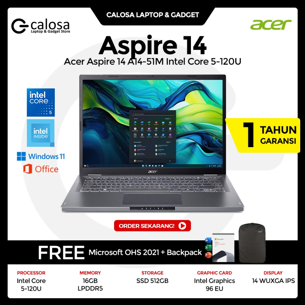 Jual Acer Aspire 14 A14-51M Core 5-120U RAM 16GB/512GB Intel Graphics ...