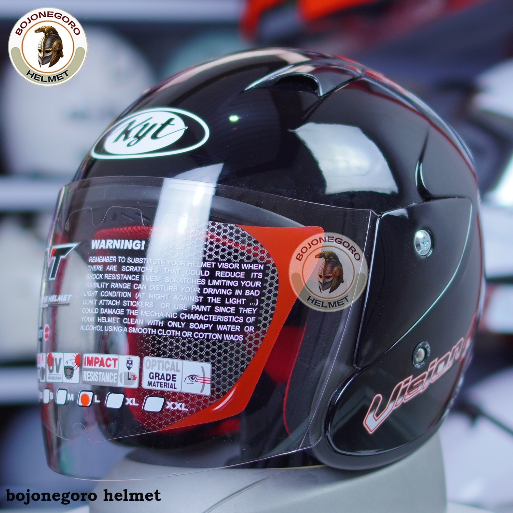 Jual KYT VISION 1 BLACK GLOSSY HELM HALF FACE ORIGINAL DOT SNI | Shopee ...