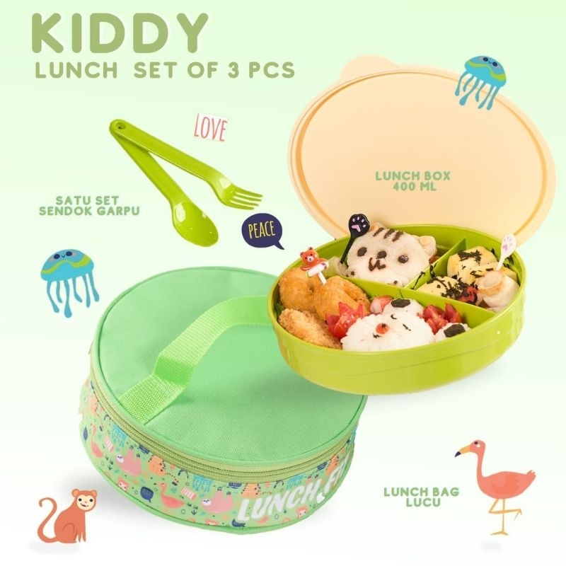 Jual Kotak Makan / Kotak Bekal / Lunchbox Bulat Beserta Tas Sendok Garpu | Shopee Indonesia