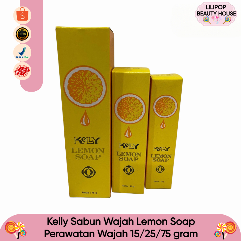 Jual Kelly Sabun Wajah Lemon Soap Perawatan Wajah 15/25/75 gram BPOM ...