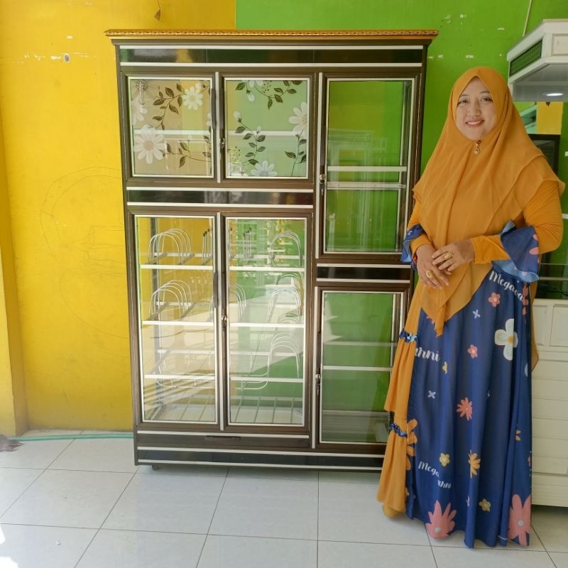 Jual Rak piring kaca sticker alumunium coklat (120*40*170) | Shopee ...