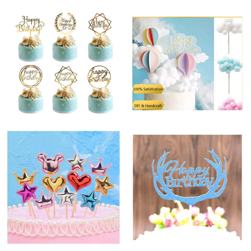Jual Hiasan Topper Kue dengan Bahan Kertas dan Gambar Tulisan Happy Birthday | Shopee Indonesia