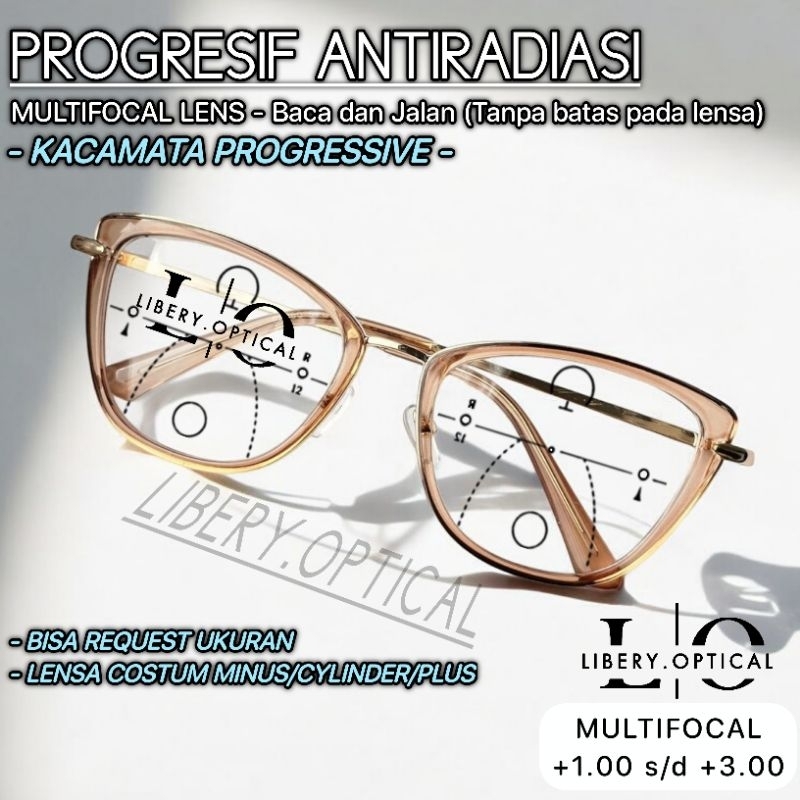 Jual Kacamata PROGRESIF ANTI RADIASI model SEMI CAT EYE wanita ...