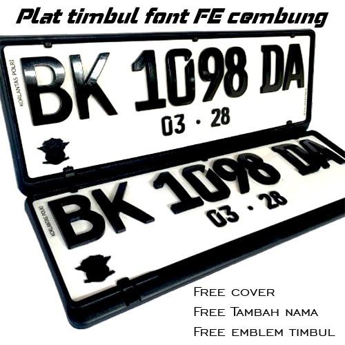 Jual Plat Nomor Mobil Timbul Mewah FONT BARU Cembung Dasar Putih Hitam | Shopee Indonesia