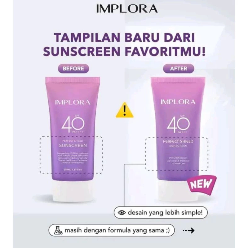 Jual NEW Implora Perfect Shield Sunscreen SPF 40 50ml | Shopee Indonesia