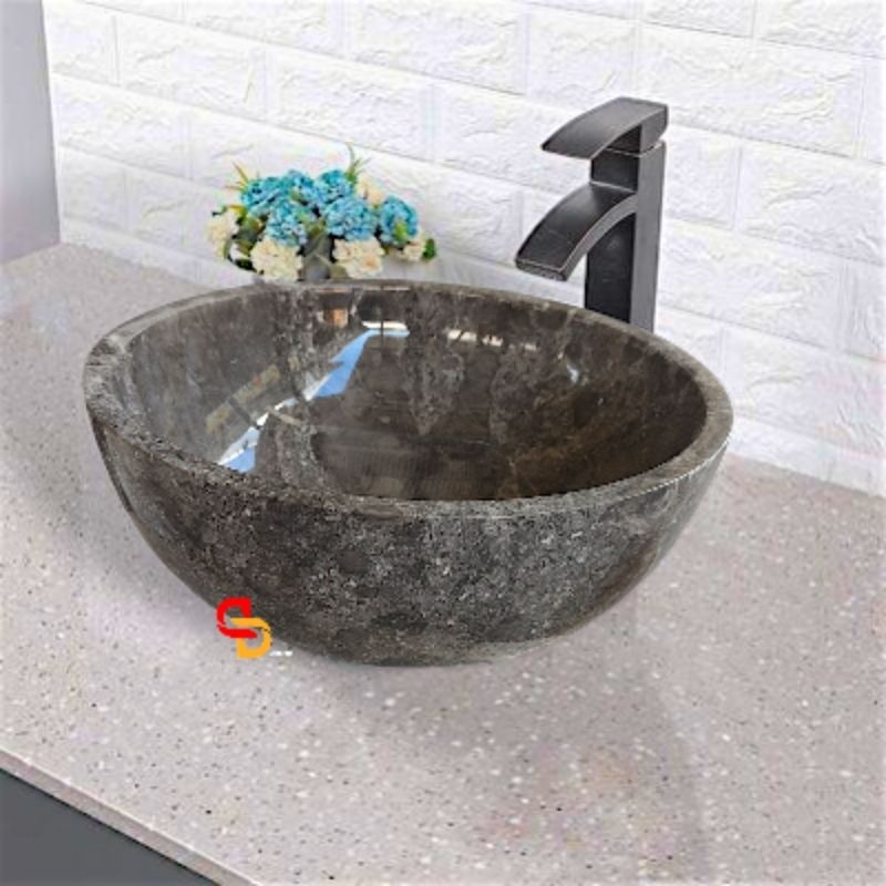Jual Wastafel marmer bowl | bulat estetik | sink minimalis Diameter 35 ...