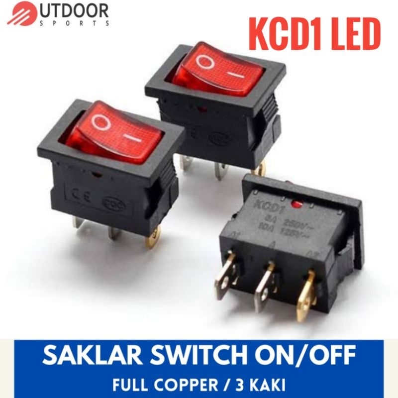 Jual Rocker Switch Saklar AC ON OFF + Lampu 3 Pin | Shopee Indonesia