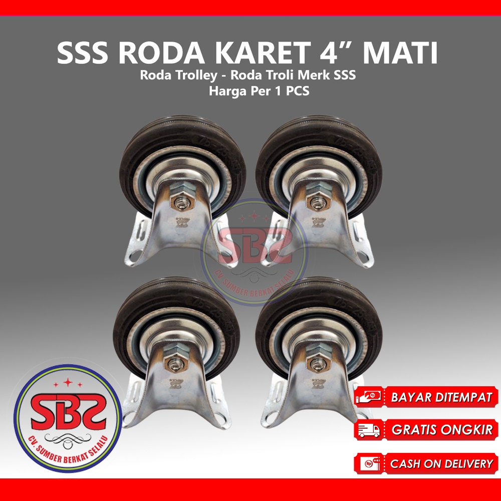 Jual SSS Roda Kastor 4" 4 inch Mati - Karet / Roda 4"/ Roda Trolley ...
