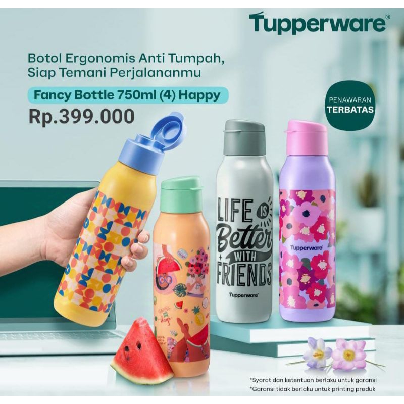 Jual FANCY BOTOL 750ML FLIP (1) TUPPERWARE/ Botol Minum Bermotif ...