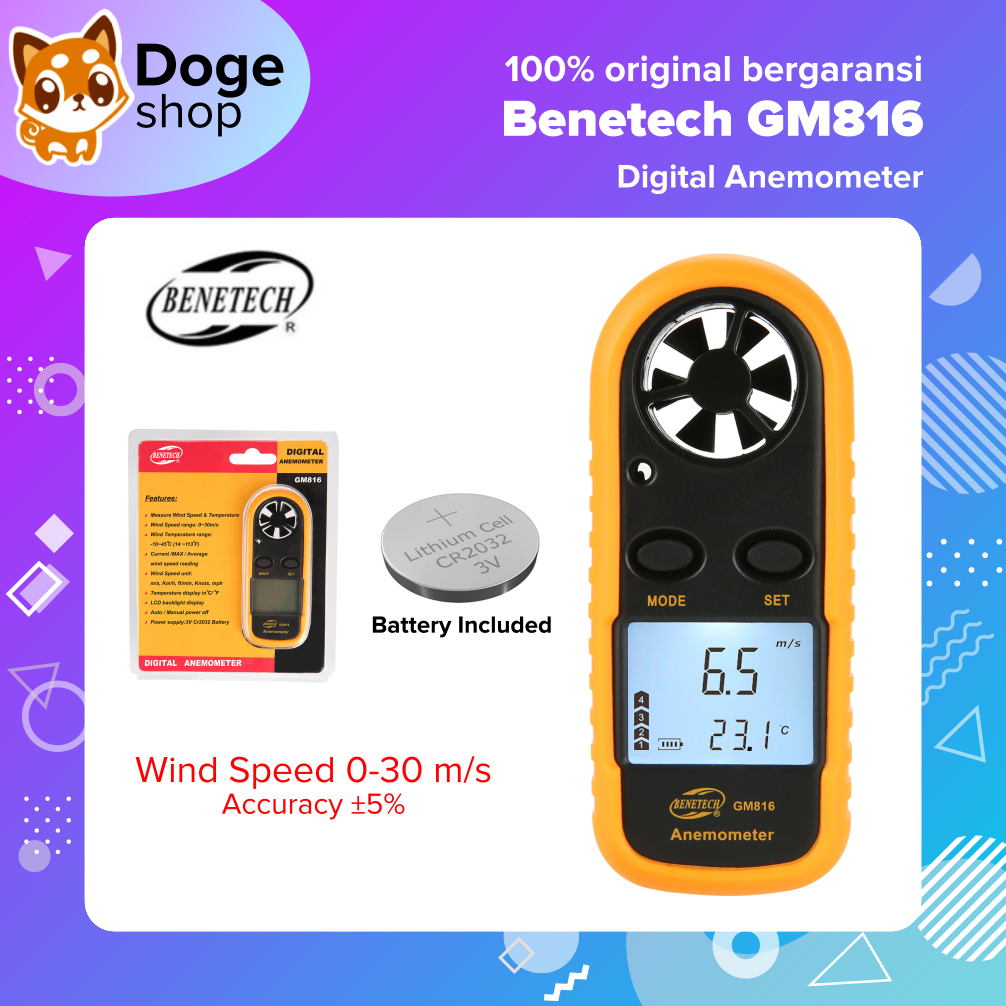 Jual Benetech GM816 Anemometer Alat Ukur Kecepatan Angin GM-816 Wind ...