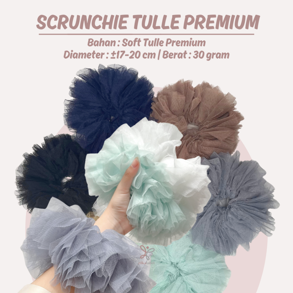 Jual SCRUNCHIE TULLE PREMIUM/ Tile/Tille/Tule/Tulle/Viral Hits/Warna ...