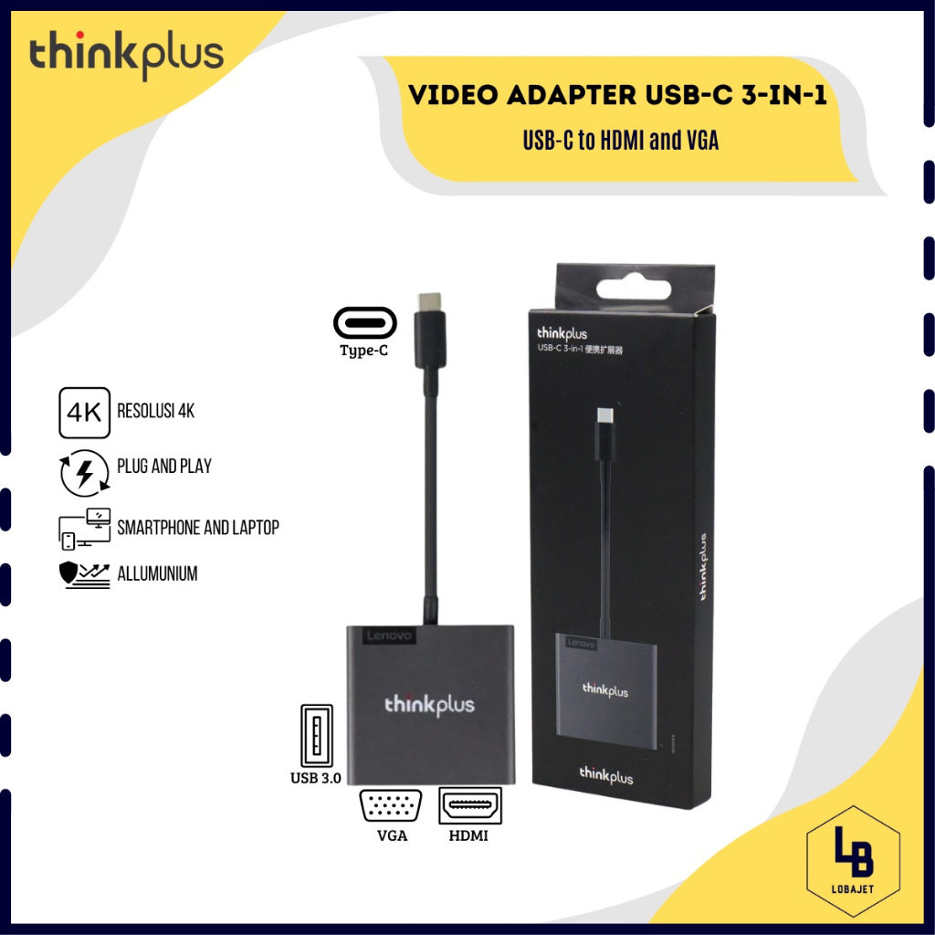 Jual LENOVO ThinkPlus Video Adapter USB-C 3-in-1 - USB-C to HDMI and ...