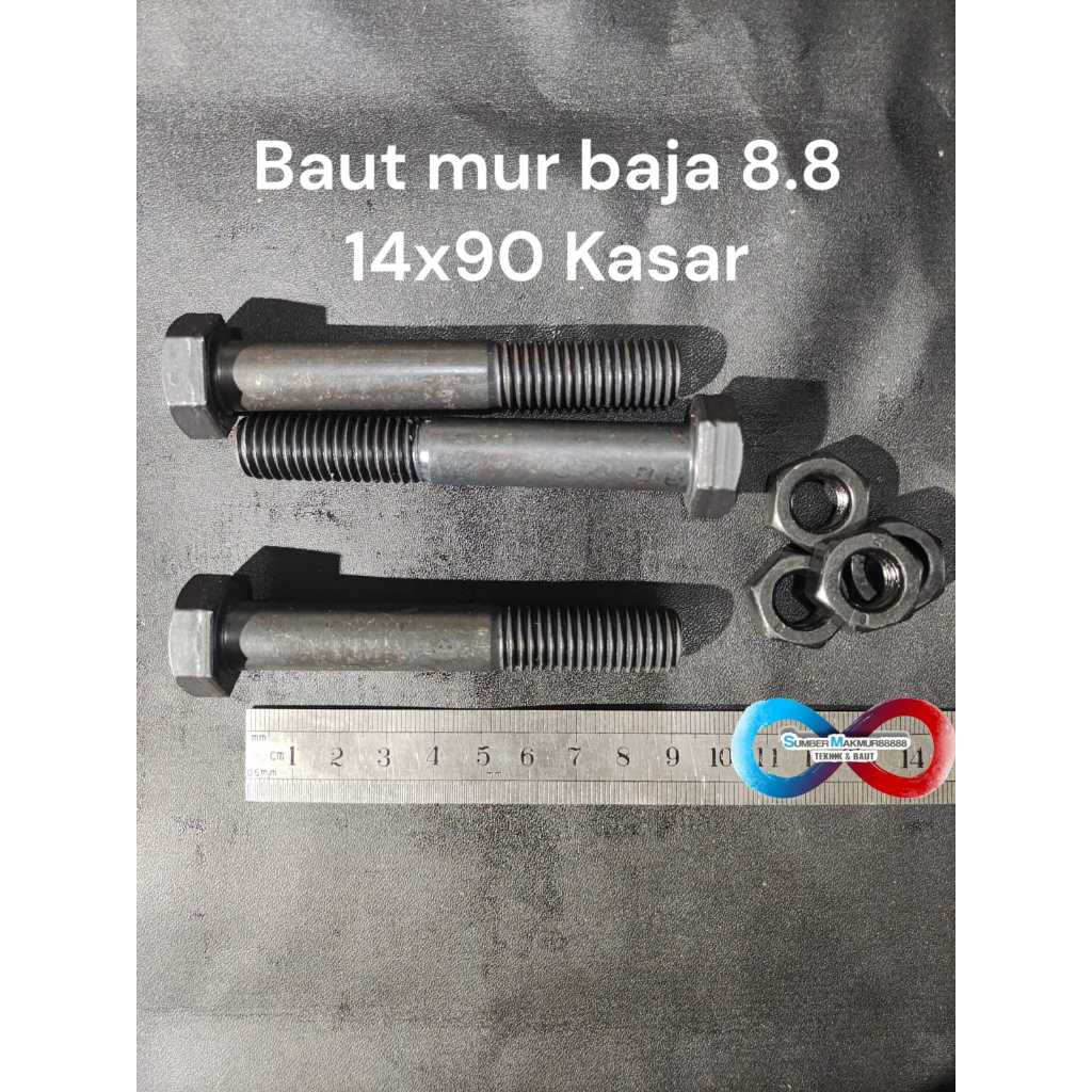 Jual Baut Mur Baja htb (grade 8.8) 14x90 mm p.2.00 HT | Shopee Indonesia