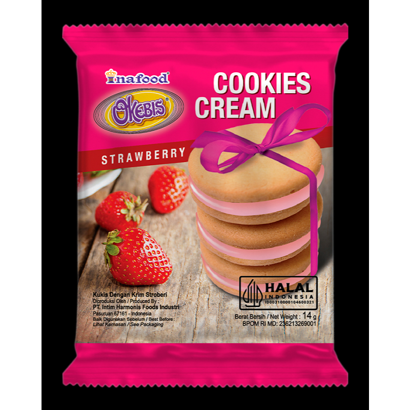 Jual InaFood OkeBis MINI Cream Cookies 14 Gr - 1 pack isi 20 pcs ...