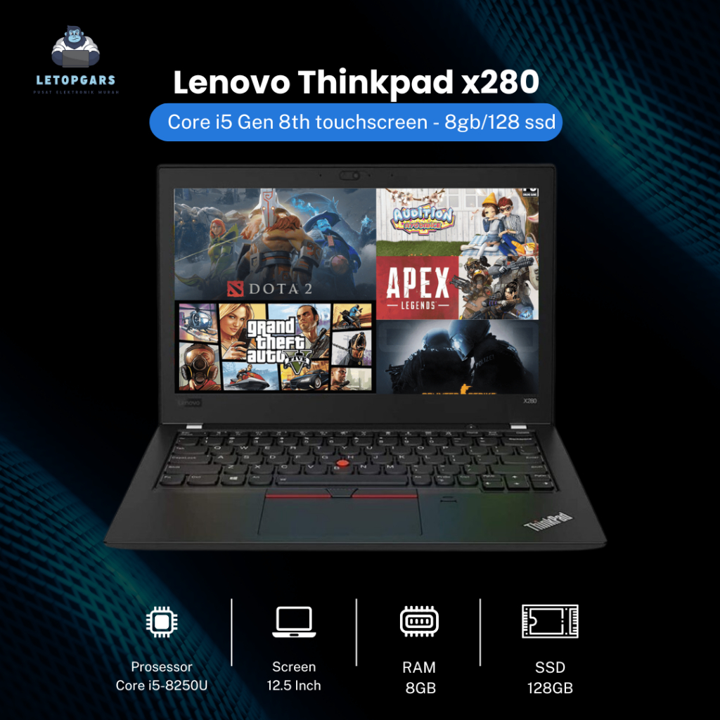Jual Laptop Lenovo Thinkpad x280 Core i5 Gen 8th touchscreen - 8gb/128 ...