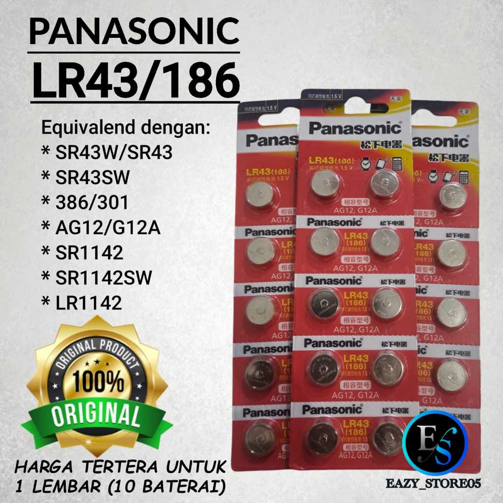 Jual Baterai Panasonic LR43 186 AG12 Original Alkaline Battery 1,5V ...