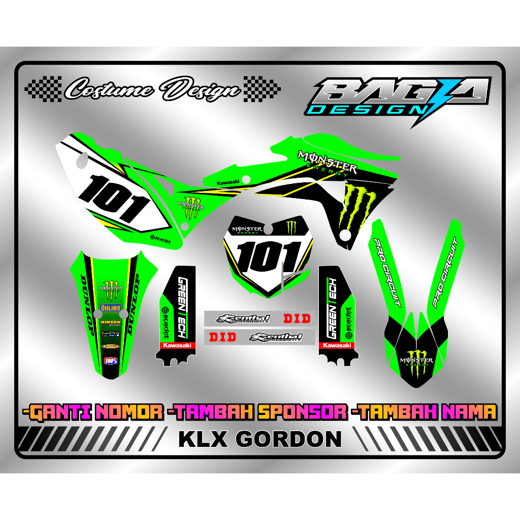 Jual STICKER DECAL KLX GORDON VARIASI MOTOR STRIPING FULL BODY CUSTOME ...