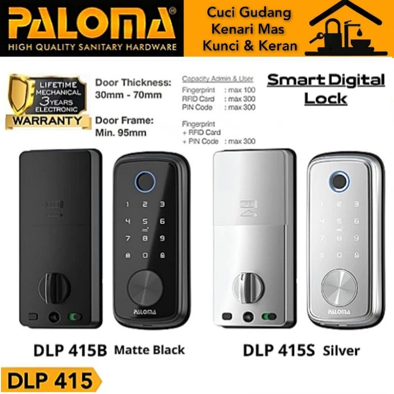 Jual PALOMA DLP 415B - 415S Smart Home Digital Lock Door Kunci Pintu ...