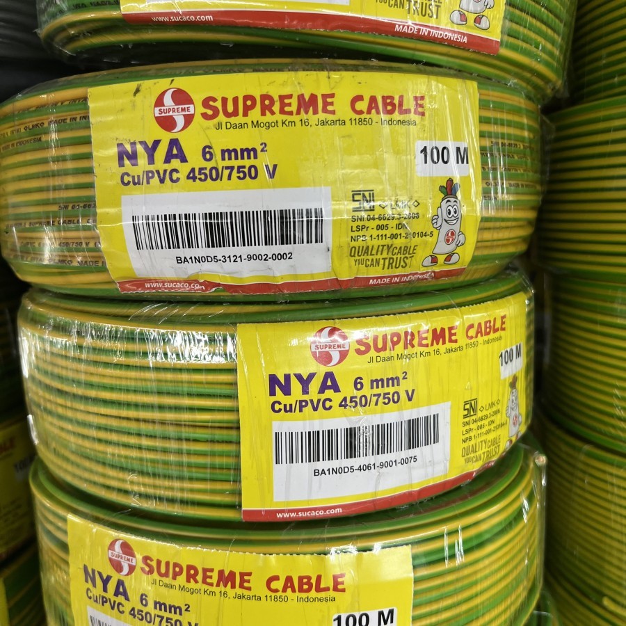 Jual Kabel kawat Tunggal Grounding NYA 6MM 100 Meter Supreme | Shopee ...