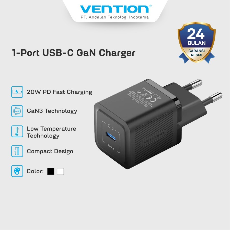 Jual Vention Charger 20W GaN 20W PD PPS Charger Type-C - FEP | Shopee Indonesia
