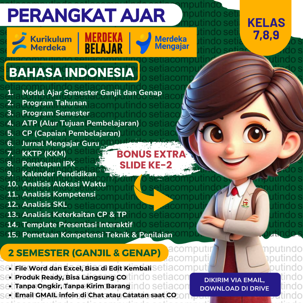 Jual Perangkat Ajar Bahasa Indonesia Kelas 7,8,9 VII, VIII, IX IKM - Kumer - Kurikulum Merdeka ...
