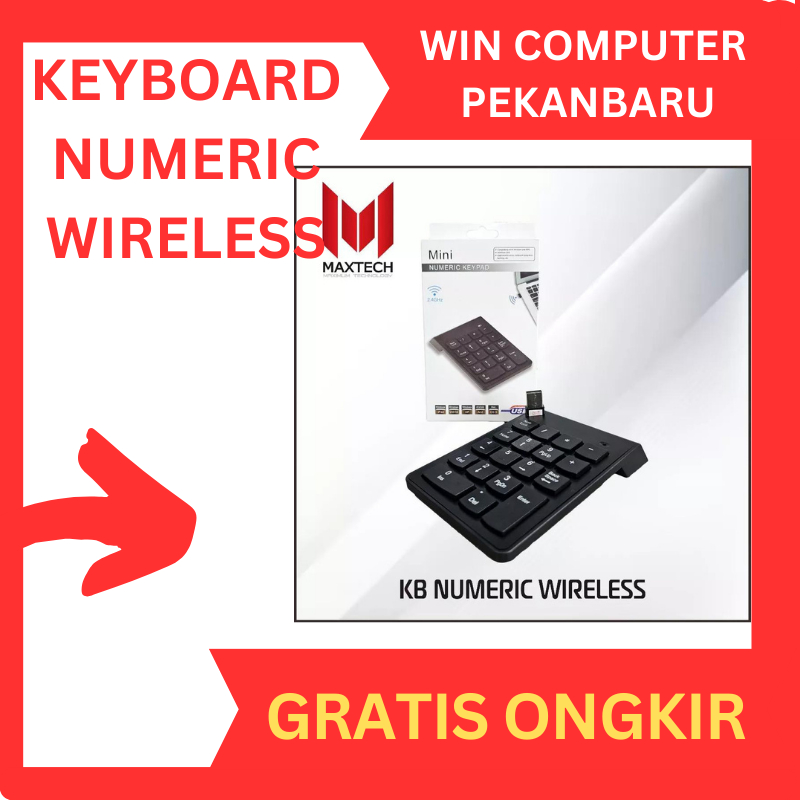Jual Wireless Keypad Numeric 2.4Ghz Numpad Portable 10 Meter Plug n ...