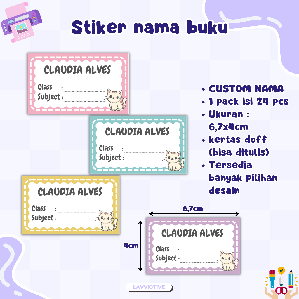 Jual Stiker nama buku pelajaran custom 24 pcs / stiker label nama lucu ...