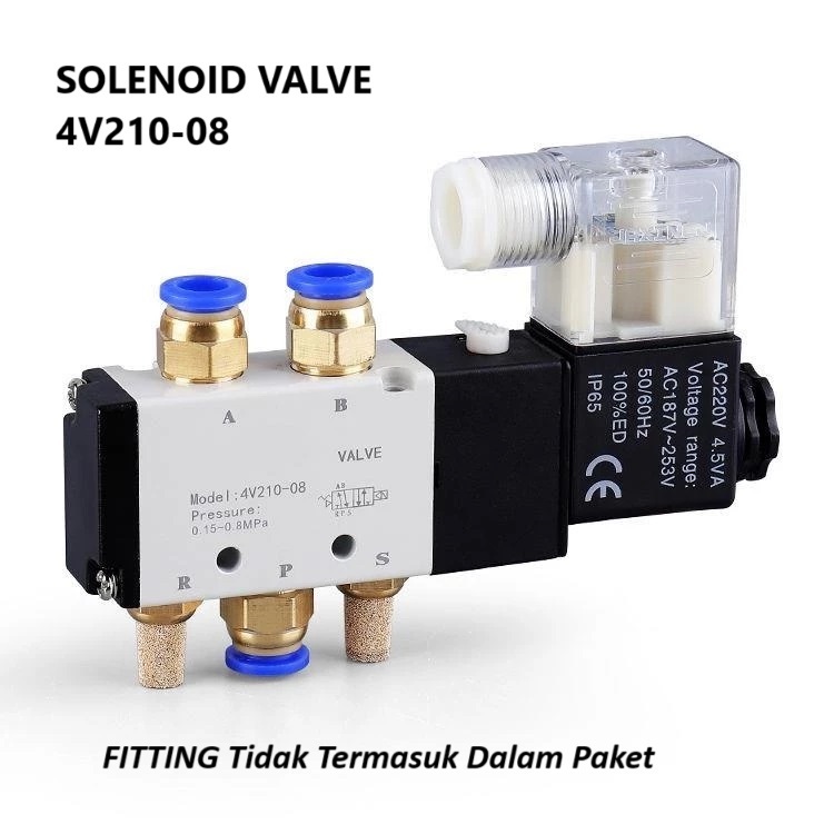 Jual Solenoid Valve 4V210-08 220V 24V Solenoid 3V210-08 220V AC ...