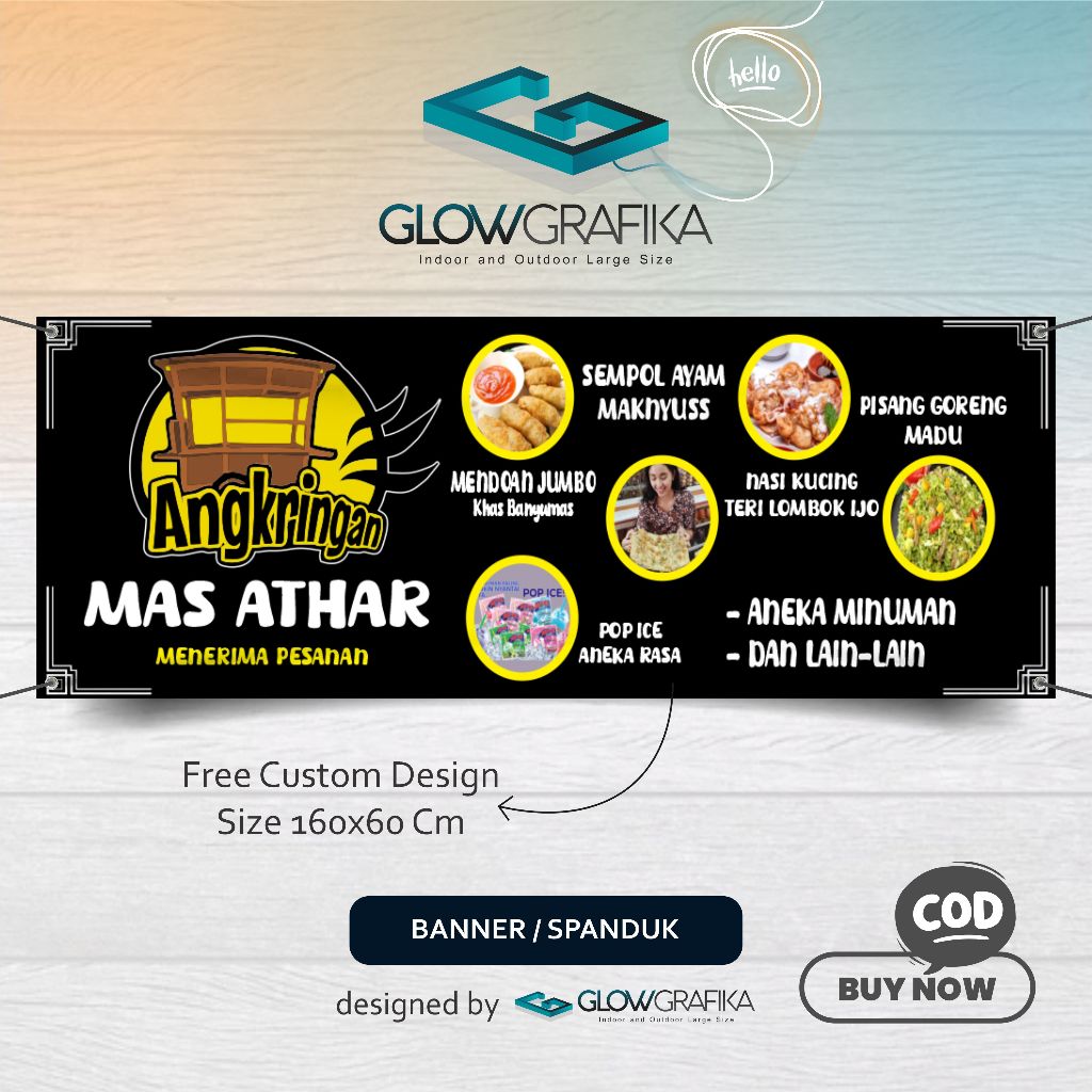 Jual Cetak Spanduk Banner Angkringan Custom Nama Model Hitam | Shopee ...