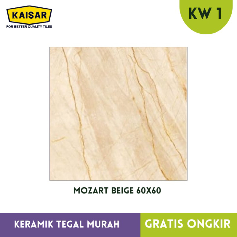 Jual Keramik Lantai Ruangan Glossy 60x60 Mozart Beige Kaisar KW Mutu ...