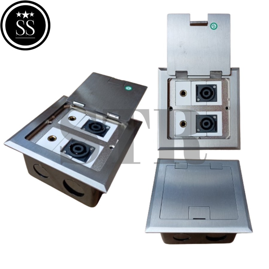 Jual Floor socket / Box soket 2 mic, 2 speakon 4 pin meja/lantai | Shopee Indonesia