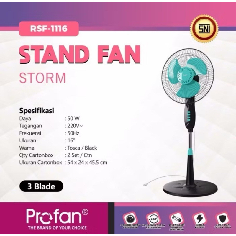Jual STAND FAN 16inch PROFAN RSF-1116 Kipas Angin Berdiri Kaki Bulat ...