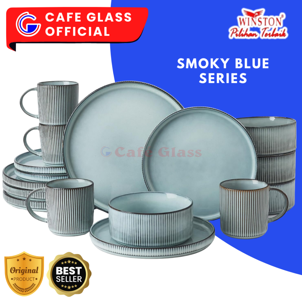 Jual Piring Mangkok Set | Piring Makan Garis Abu | Piring Mangkok Mug ...