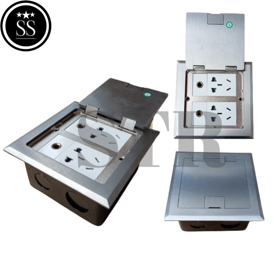 Jual Floor socket / Box soket 2 mic, 2 listrik meja/lantai | Shopee ...
