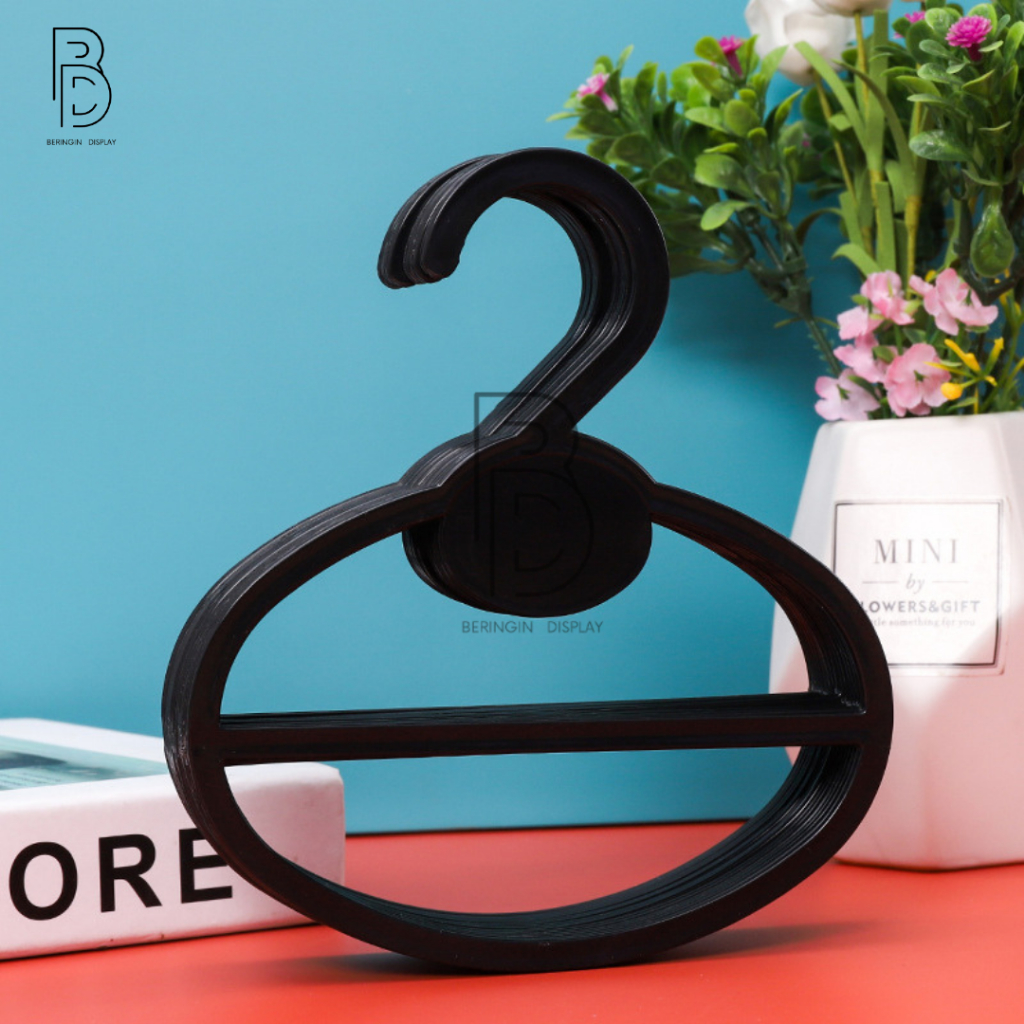 Jual Hanger Jilbab Oval Multifungsi Warna Hitam/Hanger Hijab Oval ...