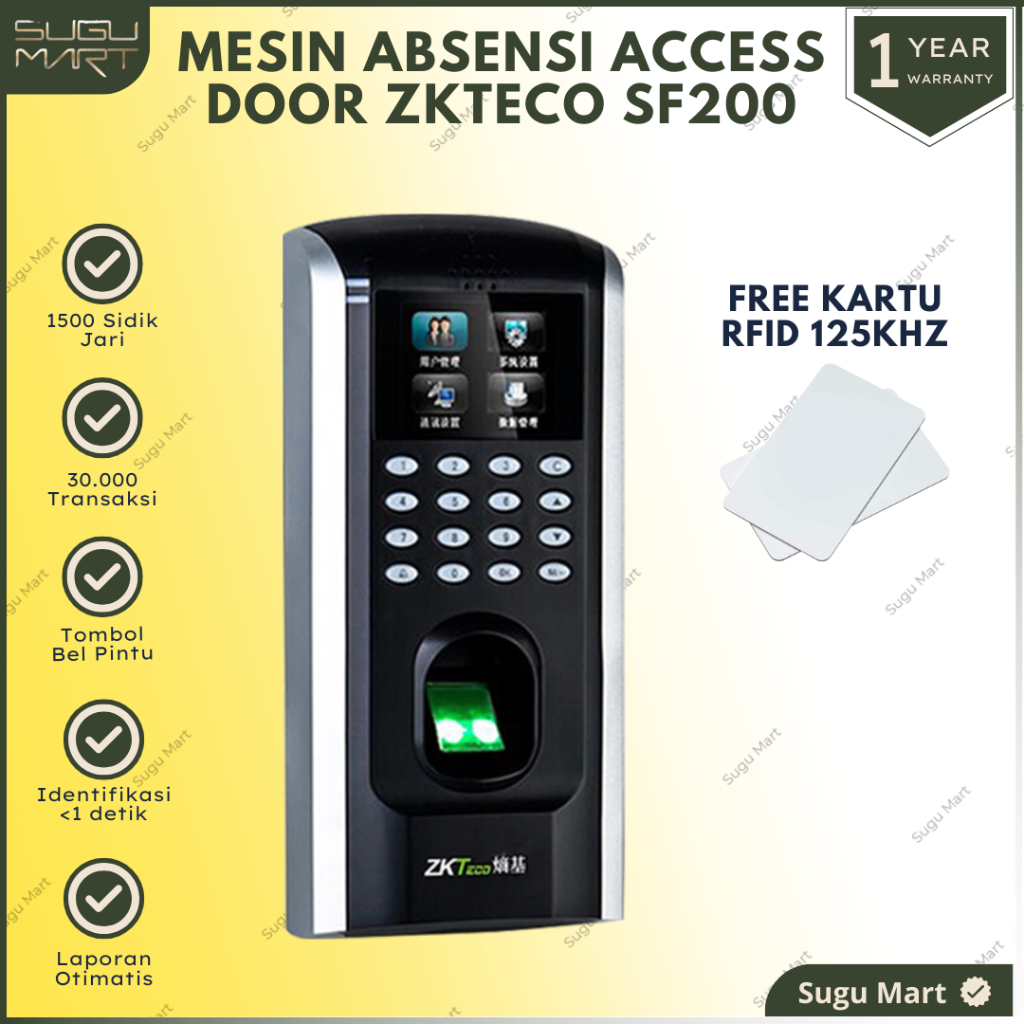 Jual Mesin Absensi Fingerprint Access Door ZKTECO SF200 | Mesin Absensi Sidik Jari dan Kartu ...