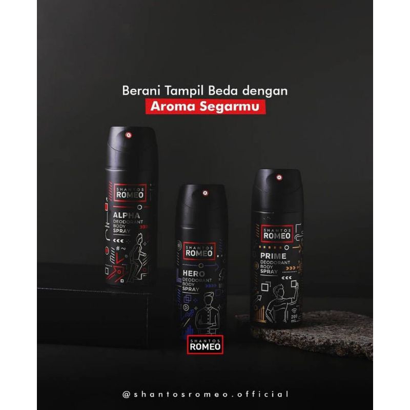 Jual Shantos Romeo Deo Body Spray 200ml | Shopee Indonesia