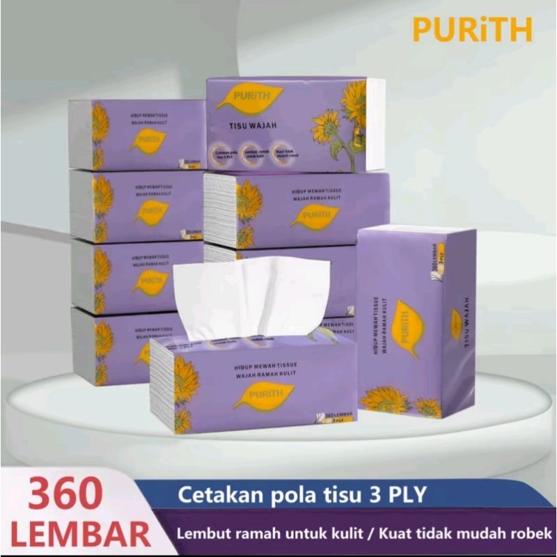 Jual Paket 2 Pack Tisu PURITH Soft Facial Tissue 360 Sheet/3 Ply Lembut ...