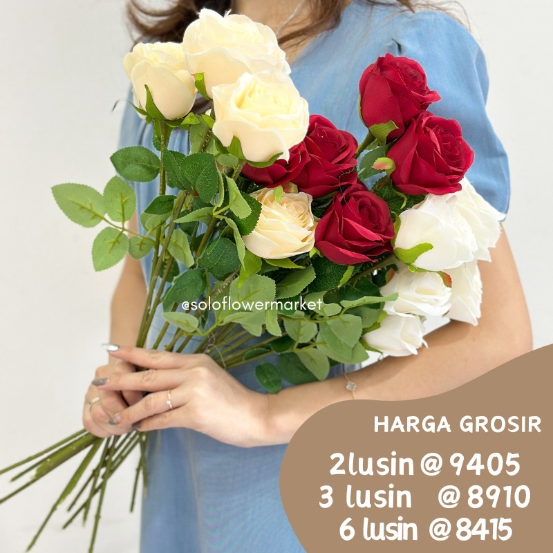 Jual SINGLE ROSE SILK Bunga Mawar Rose Paris Kombinasi x11 (satuan) Bunga Artificial / Bunga ...